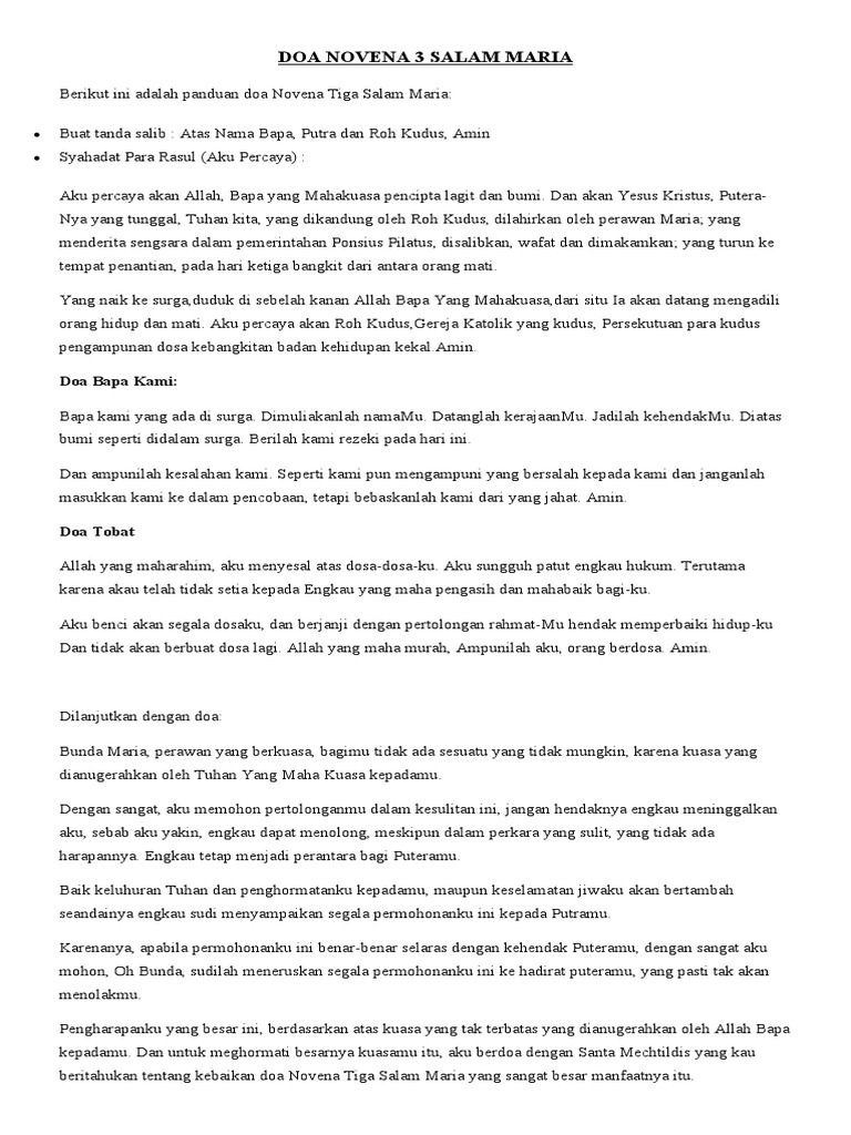 Doa Novena 3 Salam Maria | PDF