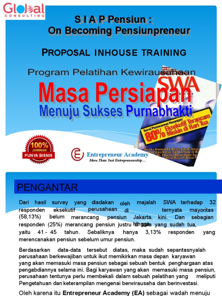 Proposal Training Persiapan Masa Pensiun | PDF