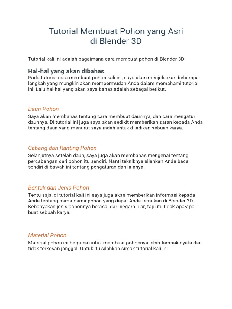 Tutorial Membuat Pohon di Blender 3D | PDF | Griya & Taman ...