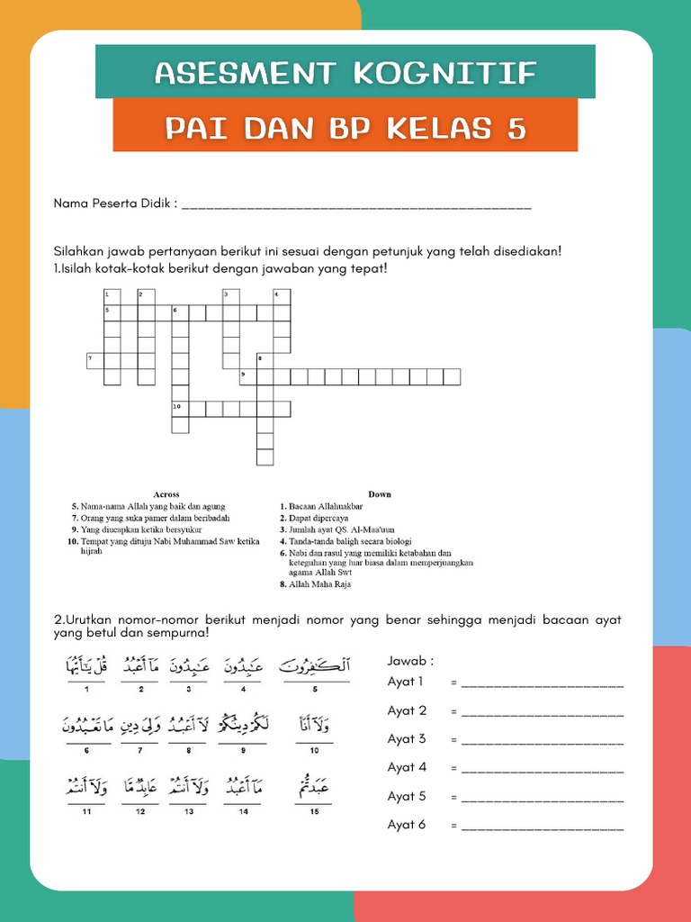 ASESMENT KOGNITIF KELAS 5 | PDF
