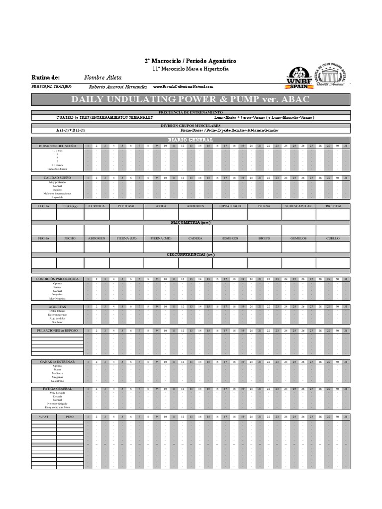 11º Mesociclo - Daily Undulating Power & Pump (ABAC) | PDF