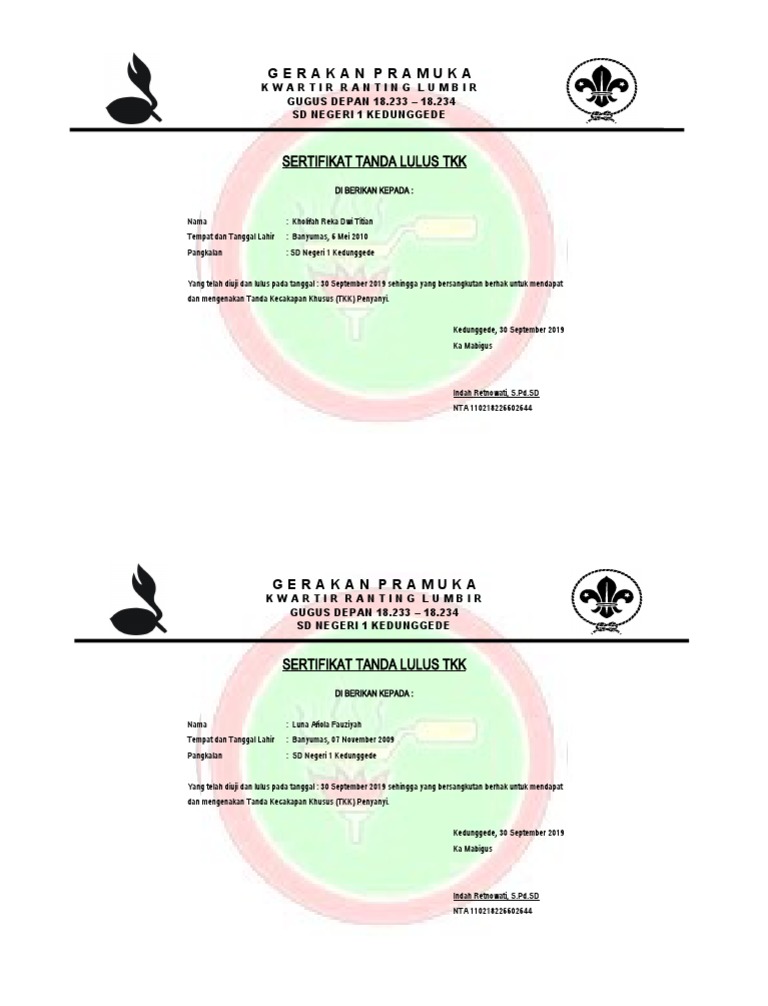 Sertifikat Tkk Memasak | PDF