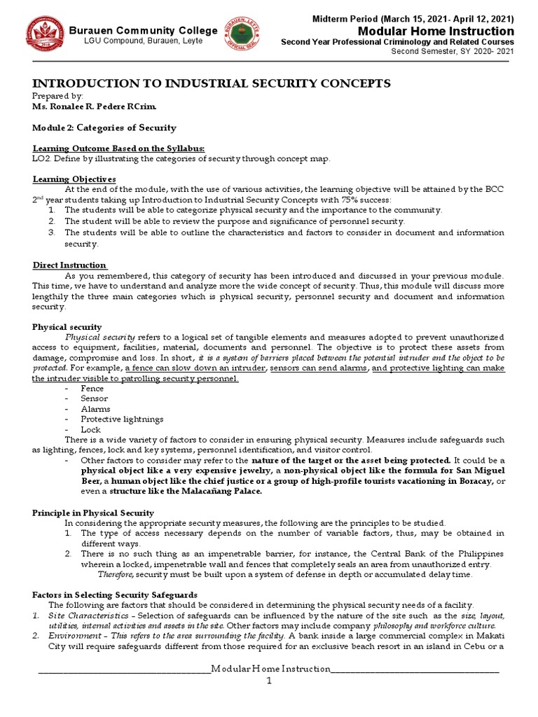 Module-In-Lea-3-Midterms - Industrial Security - Teachers | PDF