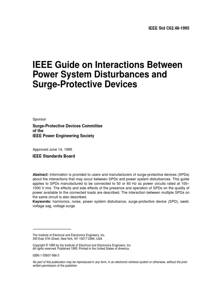 IEEE Guide On Interactions Between Power System Disturbances and Surge-Protective Devices | PDF ...