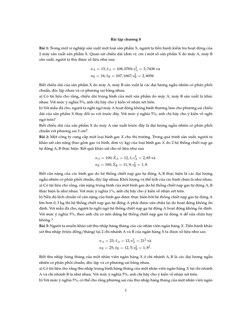 XSTK Bai Tap Chuong 8 | PDF