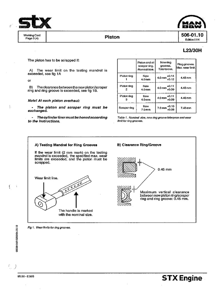 Manual Scanned DG Man 6L23 - 30H Part 1 - Piston Clearances | PDF