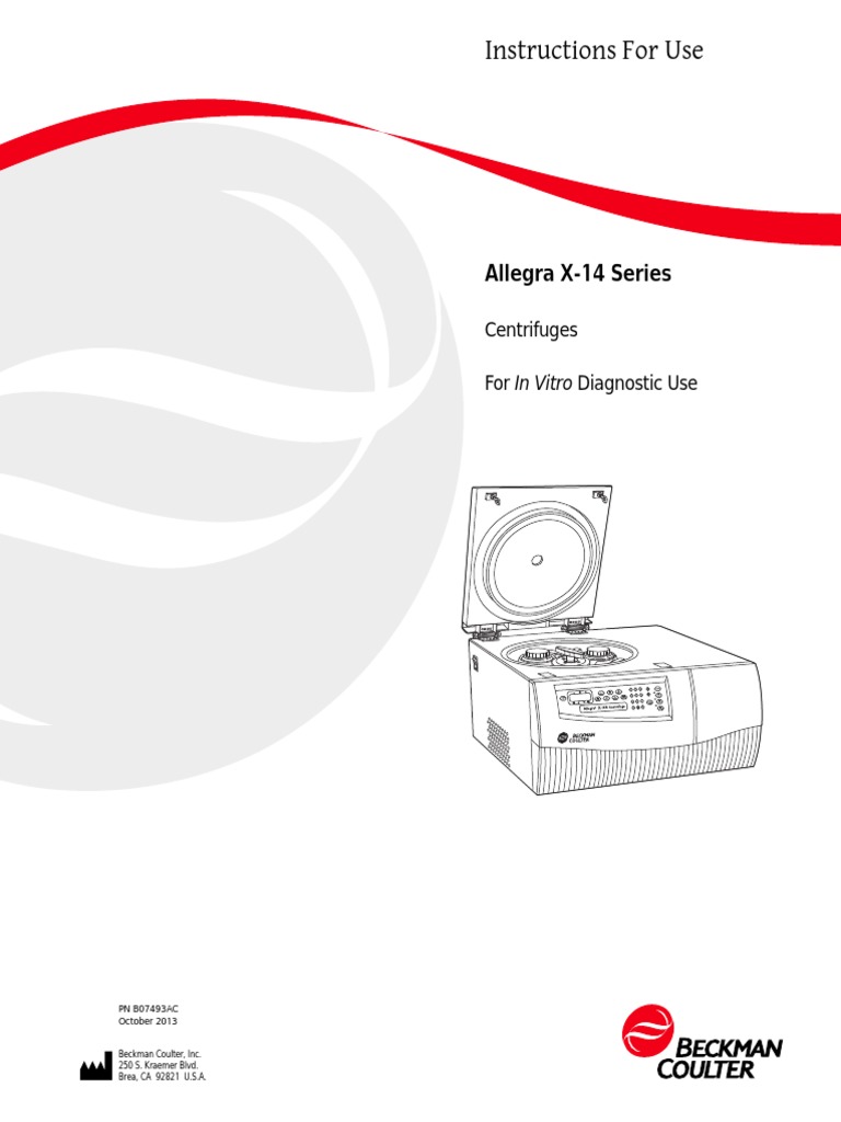 Instructions For Use: Allegra X-14 Series | PDF