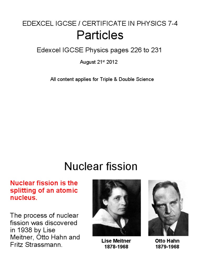Igcse 74 Particles Pdf Nuclear Fission Nuclear Reactor