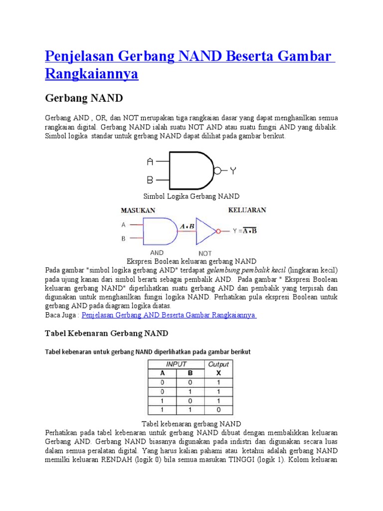Penjelasan Gerbang NAND Beserta Gambar Rangkaiannya | PDF
