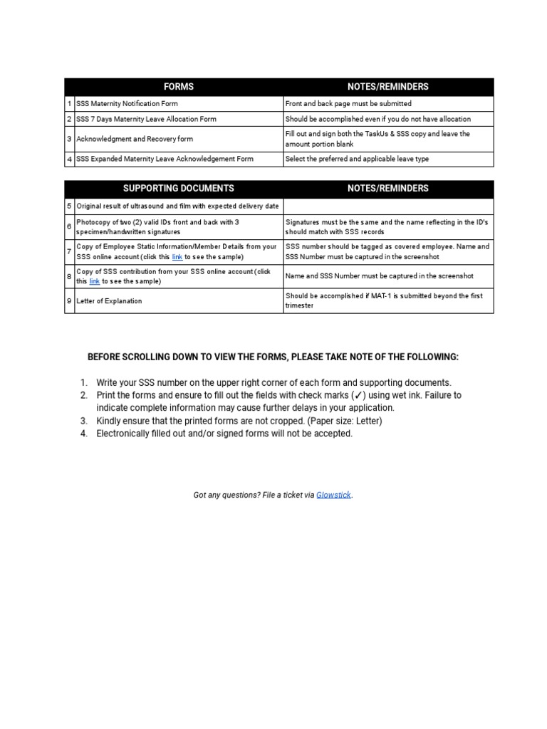 SSS Maternity Notification Requirements | PDF | Parental Leave | Business