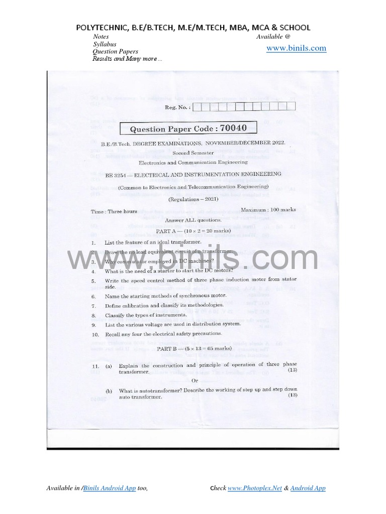 BE3254 Electrical Exam Papers | PDF | Art