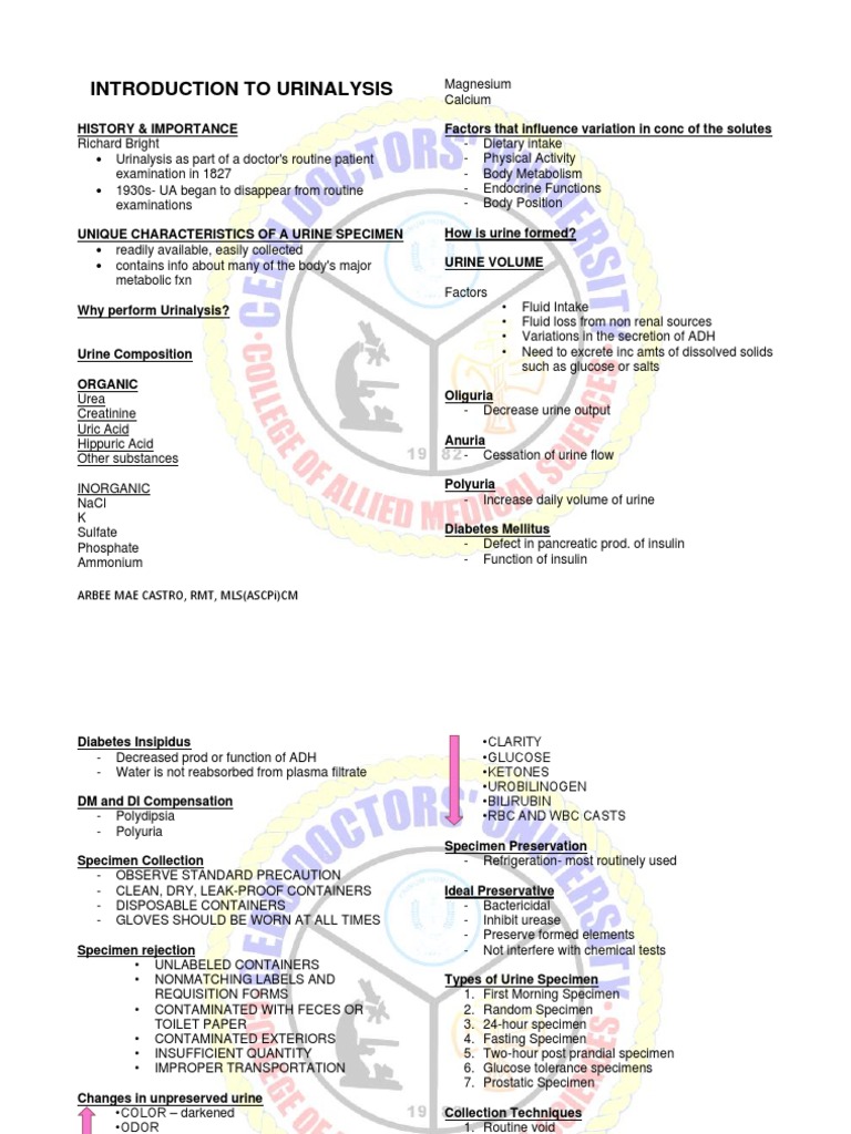 Introduction To Urinalysis | PDF