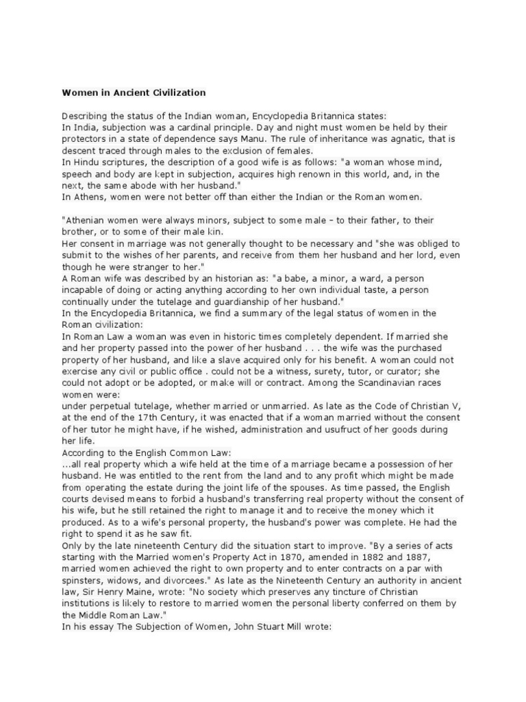 Women in Ancient Civilization | PDF | Muhammad | Marriage