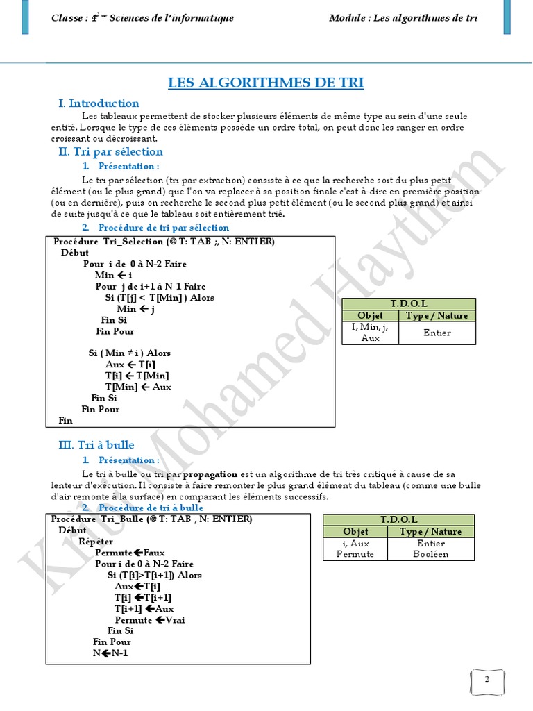 Algorithmes de tri en informatique | PDF | Logique mathématique ...