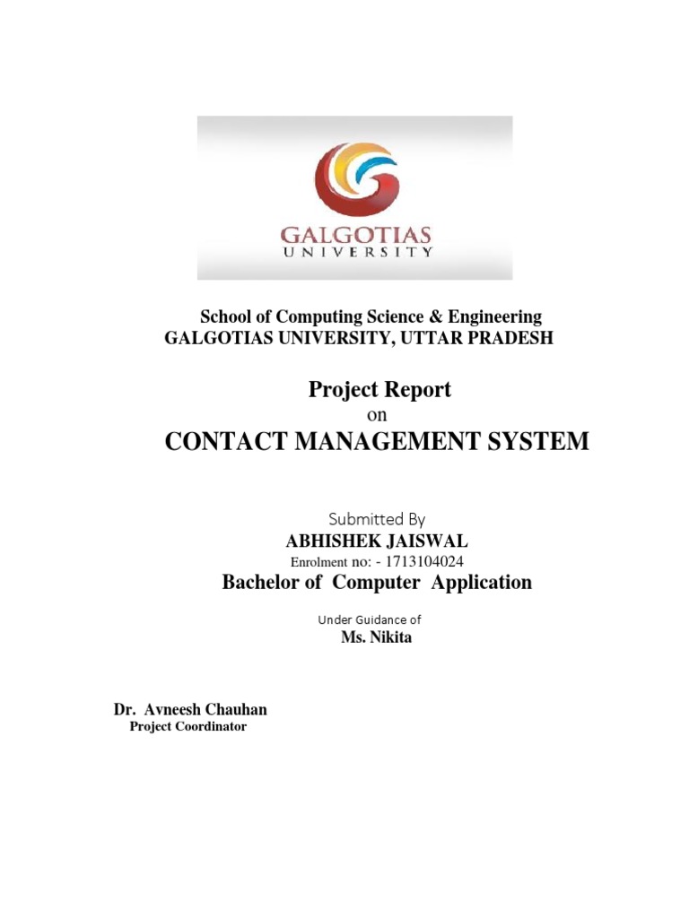 Contect Management System (Report) - Abhishek Jaiswal | PDF ...