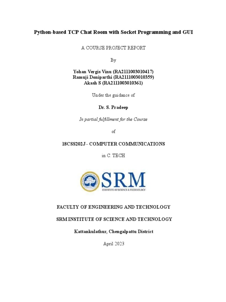 CC Mini Project Report - RA2111003010417, 359, 361 | PDF | Network ...
