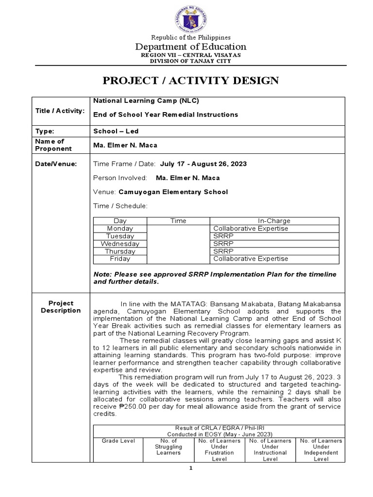 SRRP Activity Design 2023 | PDF