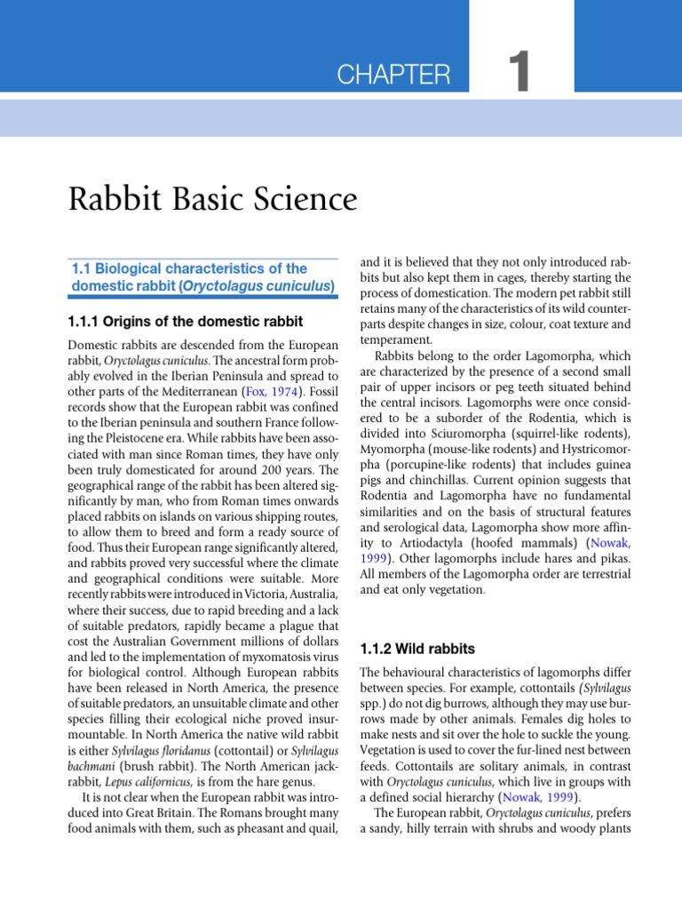 Chapter 1 - Rabbit Basic Science | PDF | Animal Welfare | Rodent