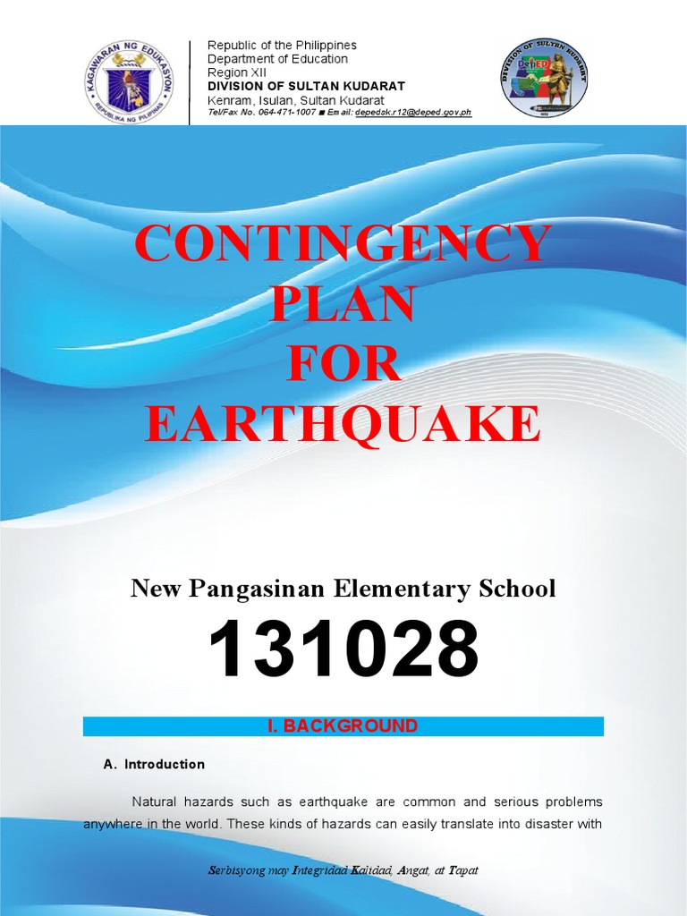 New Pangasinan Elementary School 131028 DRRM CONPLAN Earthquake ...