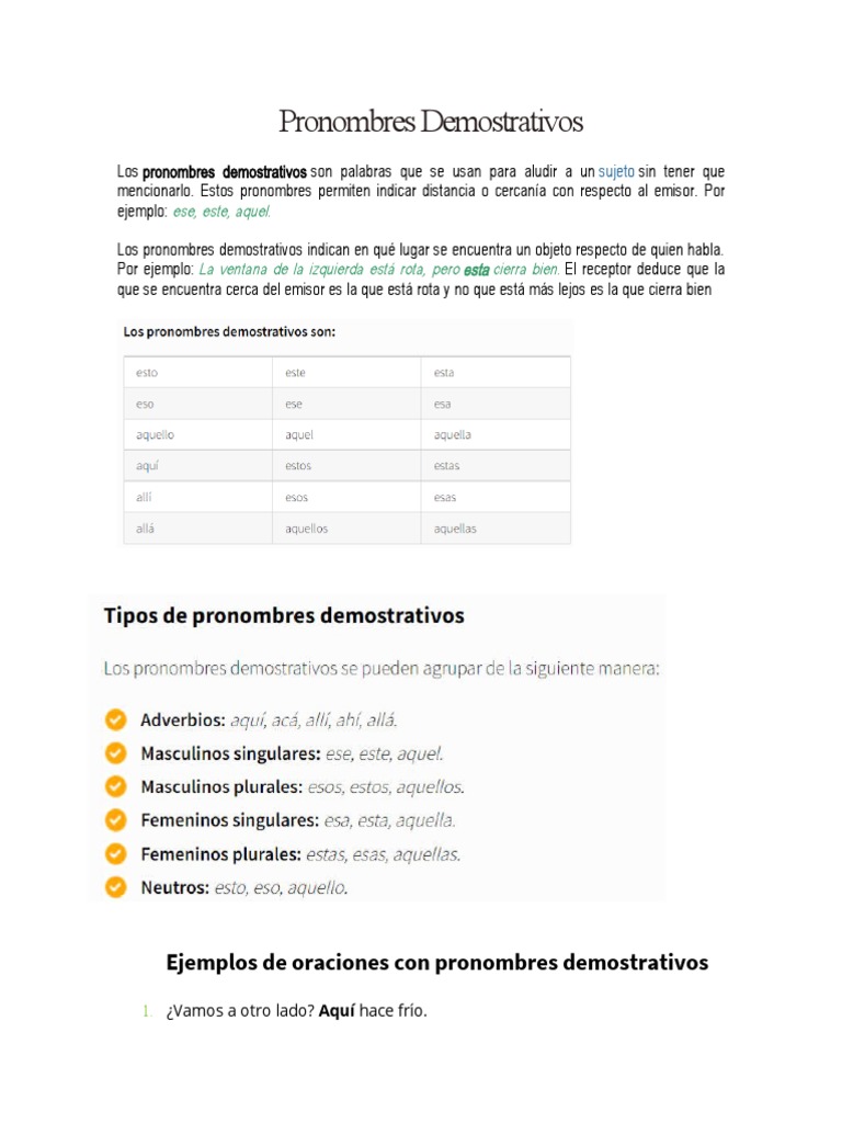 Pronombres Demostrativos | PDF