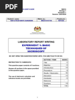 Lab Report Template - Exp1 SB015 2022 - Student's | PDF | Microscope | Optics