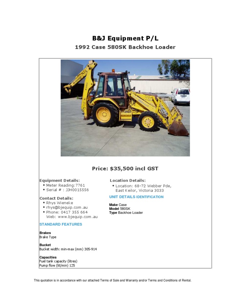 1992 Case 580SK Backhoe Loader | PDF
