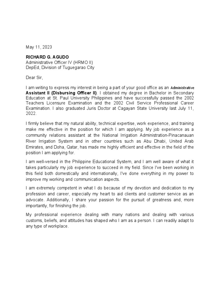 Administrative Assistant II (Disbursing Officer II) | PDF