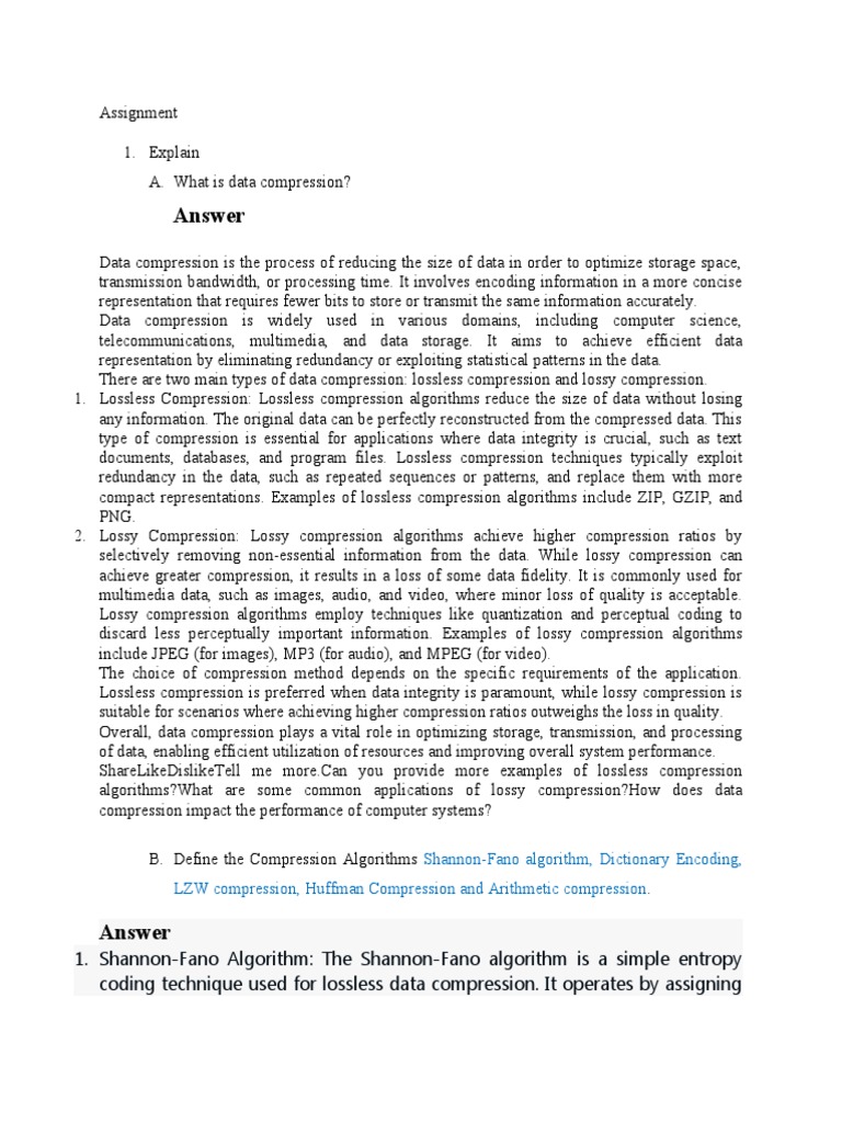 Assignment Agmase | PDF | Data Compression | Data