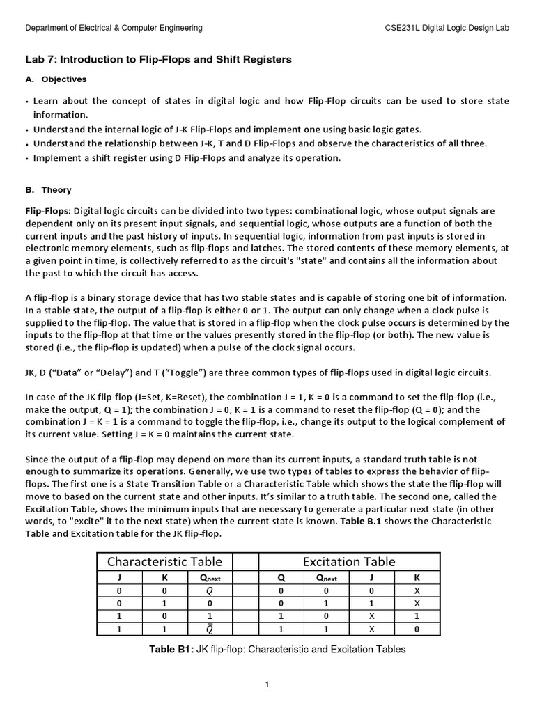 CSE231L Lab 7 Flip Flops Registers | PDF | Logic Gate | Electronic Circuits