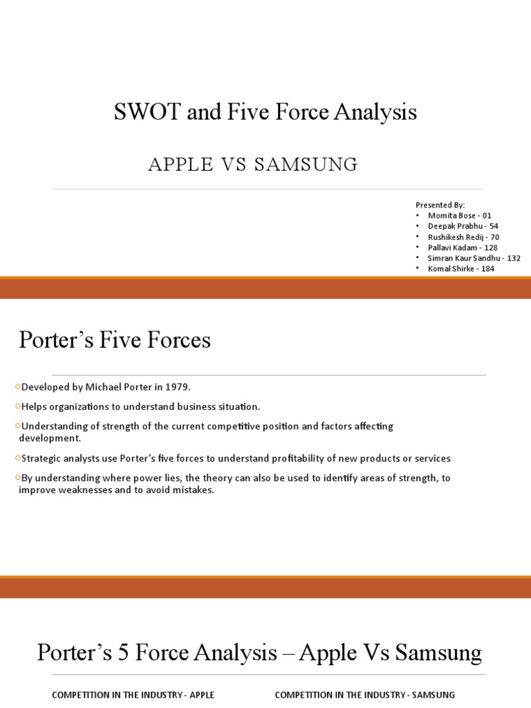 Apple vs Samsung: SWOT & Five Forces Analysis | PDF | Swot Analysis ...