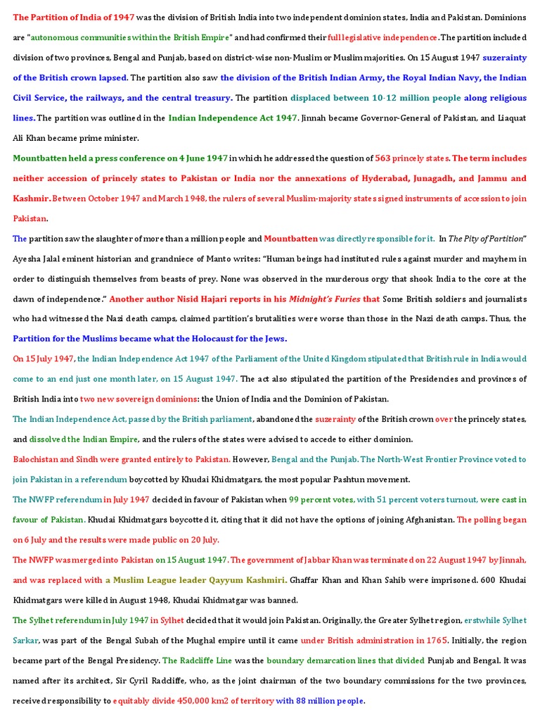 The Partition | PDF | Partition Of India | Indian Independence Movement