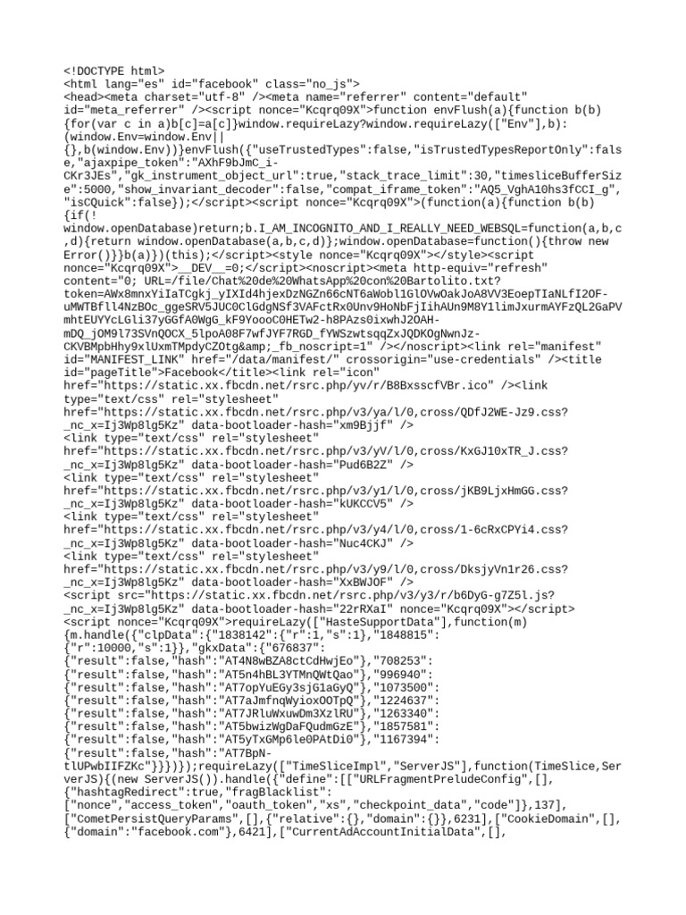 Facebook HTML Source Code | PDF