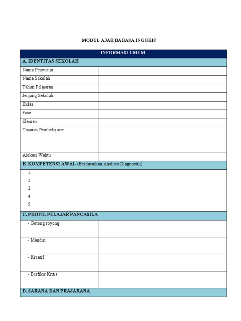 Modul Ajar - Template | PDF