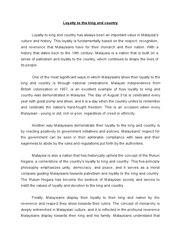 Malaysian Loyalty and Patriotism | PDF