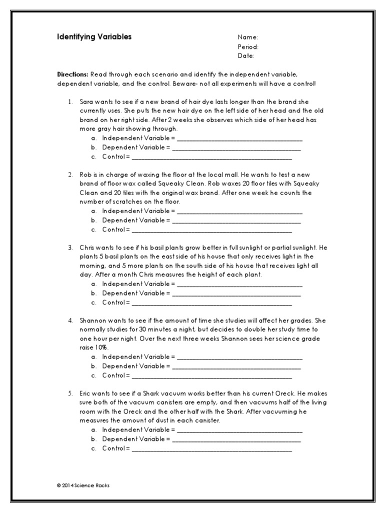 Science Experiment Variables | PDF