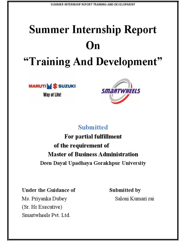 Saloni Rai Ddu Summer Training Final Report-1 | PDF | Marketing | Human ...