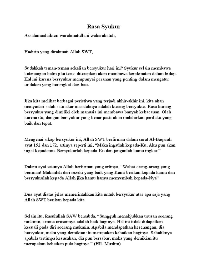 Ceramah Syukur | PDF