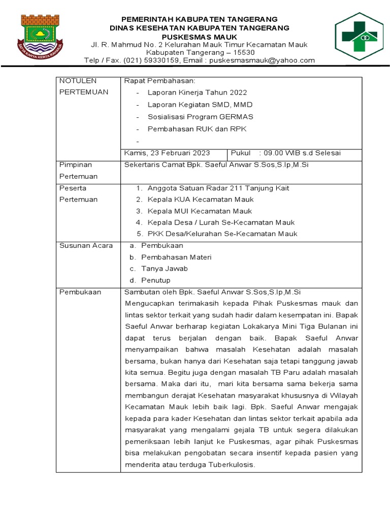 Notulen Loktri TW 1 | PDF