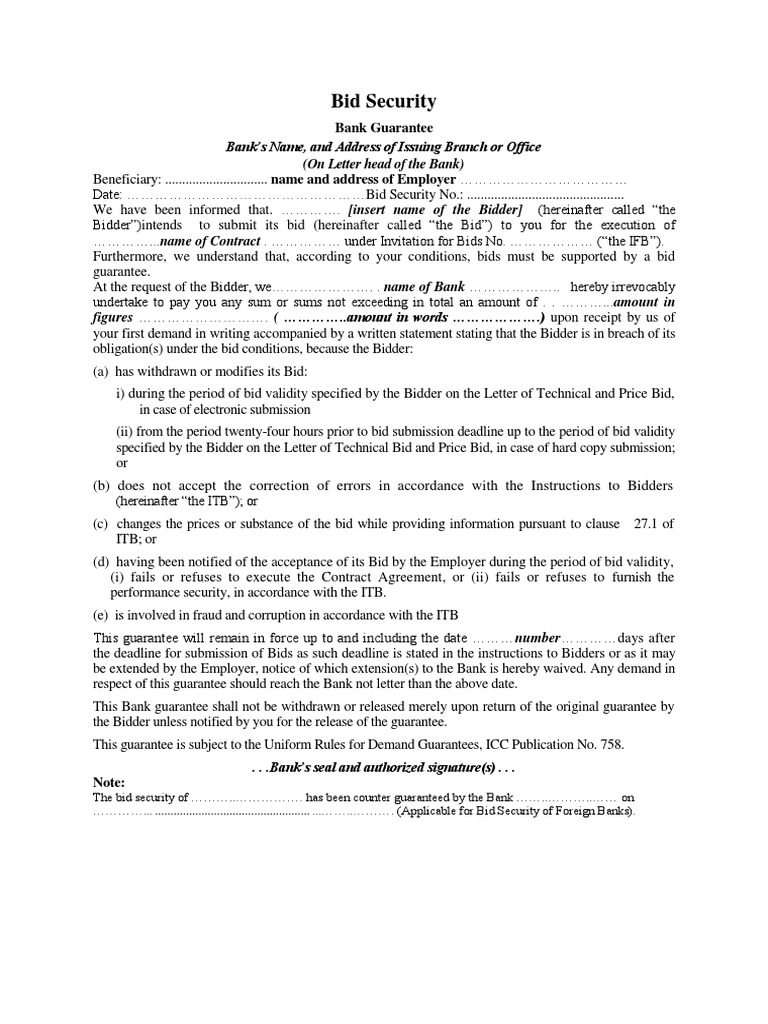 Bid Security Format | PDF | Government | Civil Law (Legal System)