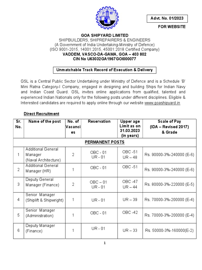 Advt No. 01 2023 | PDF