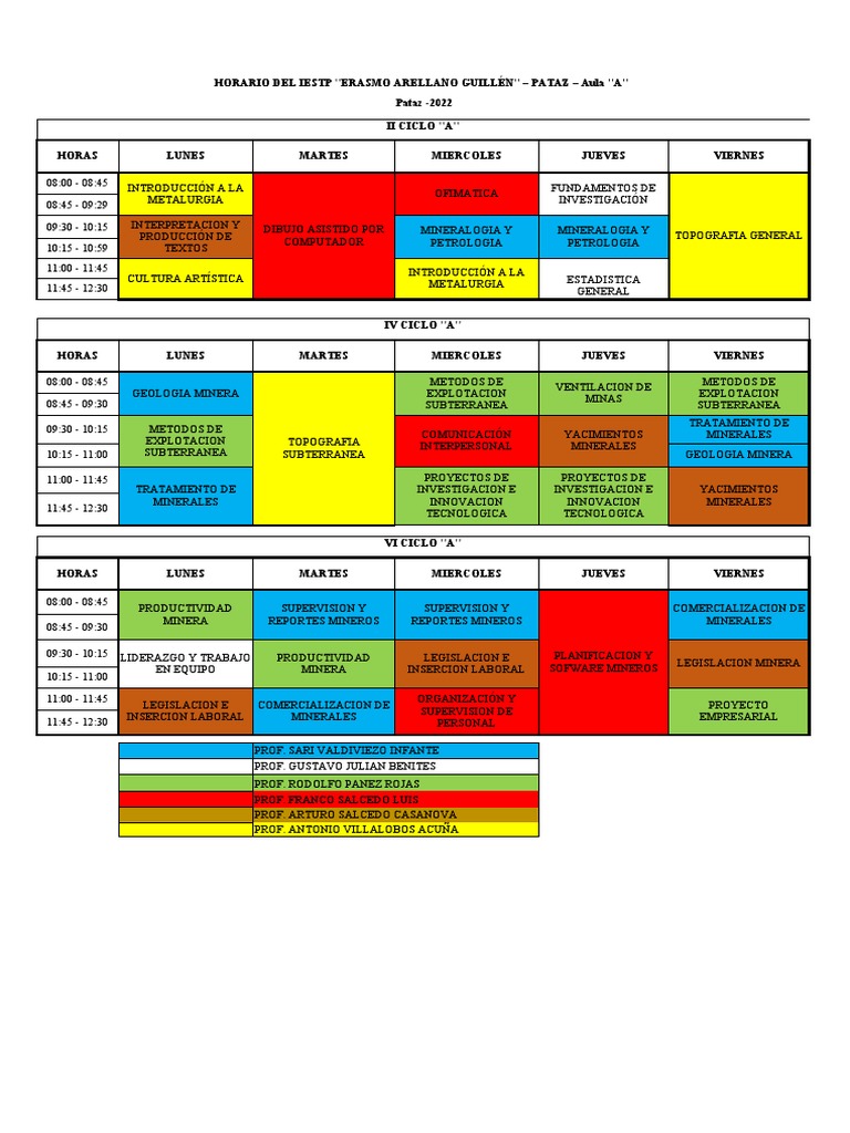 HORARIO 2022-II PATAZc | PDF
