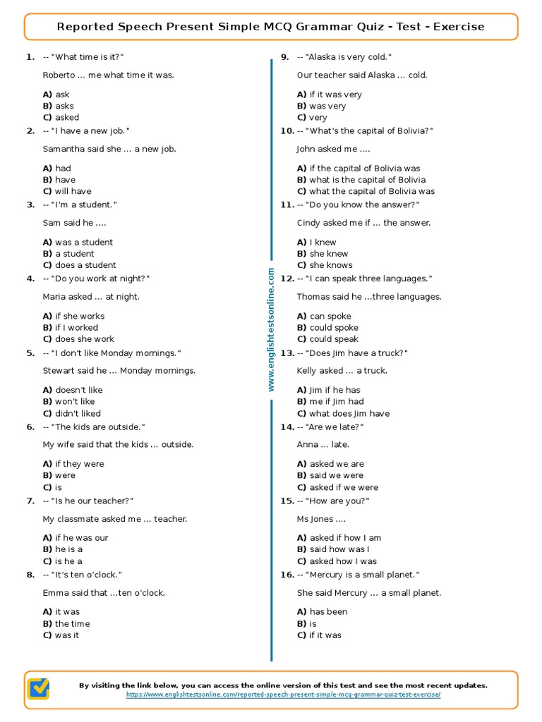 Reported Speech 2b | PDF