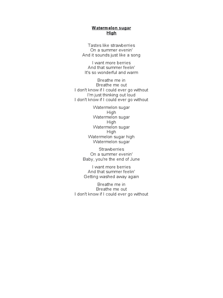 Watermelon Sugar High Lyrics | PDF