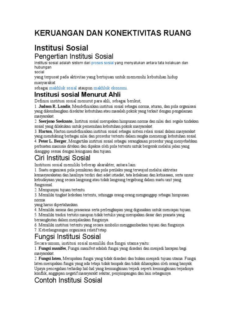 Definisi dan Jenis Institusi Sosial | PDF