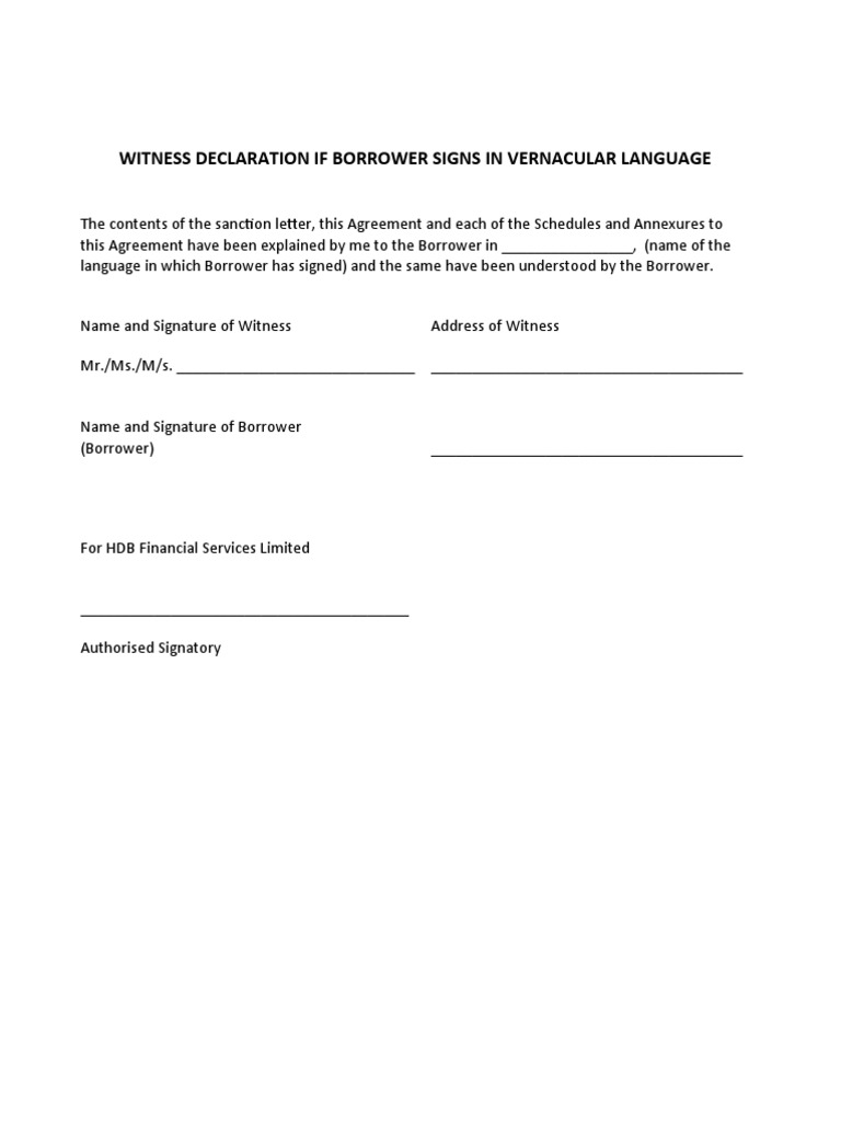 Witness Declaration for Vernacular Sign | PDF