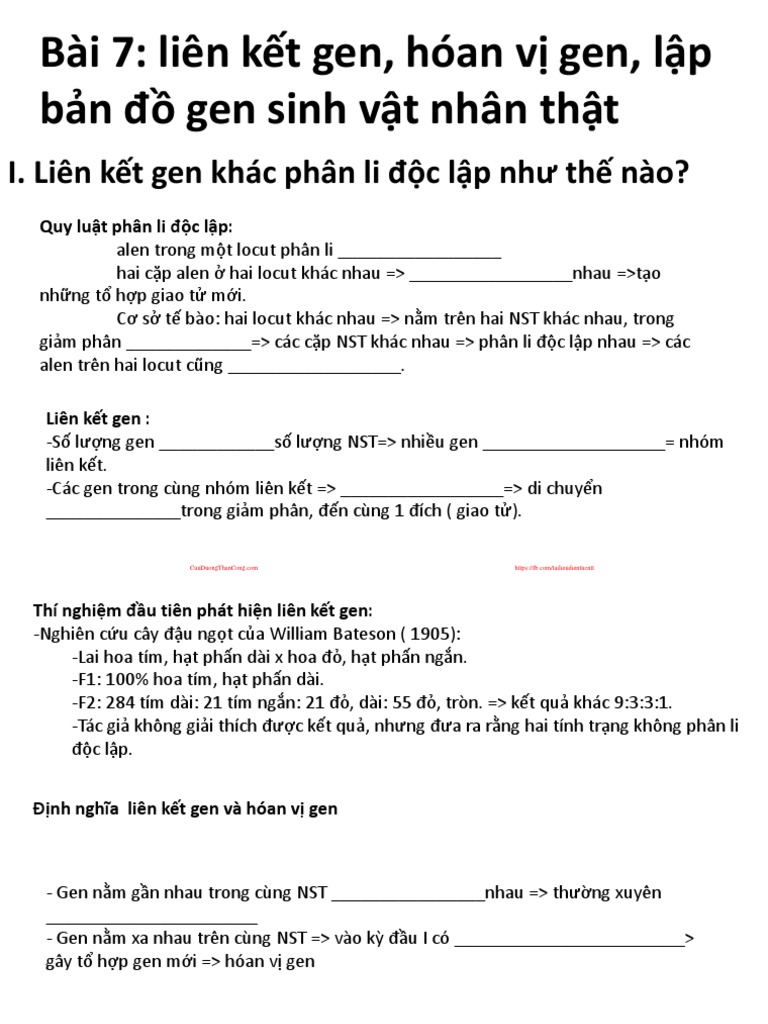 Di-Truyen-Hoc - Luu-Thi-Thanh-Tu - Bai-6-Lien-Ket-Gen,-Hoan-Vi-Gen,-Lap ...
