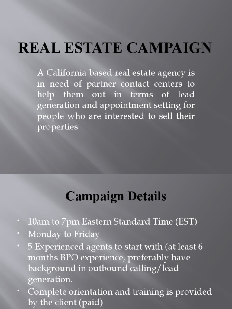 Lead Generation Campaign for Real Estate | PDF