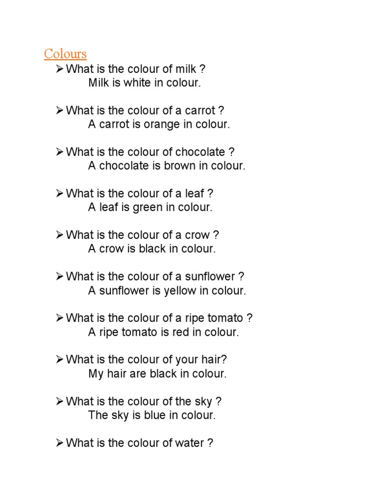 Colours | PDF | Language Arts & Discipline | Wellness
