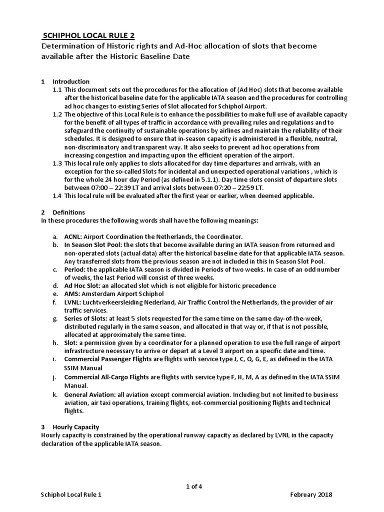 SCHIPHOL LOCAL RULE 2. Determination of Historic Rights and Ad-Hoc ...