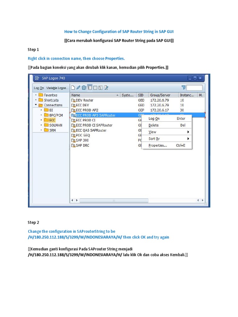 Tutorial To Change Configuration SAP Router String in SAP GUI | PDF | Komputer | Teknologi ...